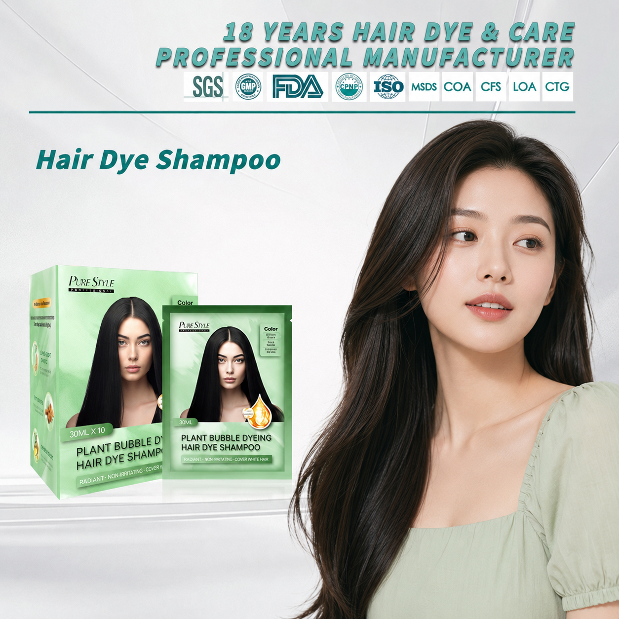 Fast Dye Herbal Hair Color Shampoo OEM ODM Easy Application ...